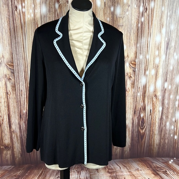 Misook | Sweaters | Misook Black Trim Button Up Cardigan Sweater Medium ...